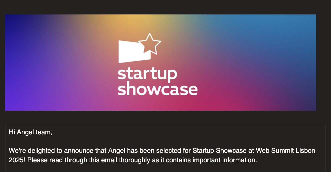 Angelstart selectionné au startup showcase websummit